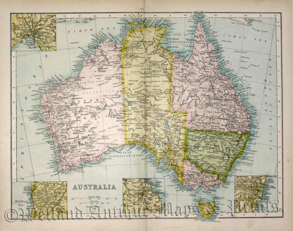 'AUSTRALIA' from 'Encyclopaedia Britannica' c.1880s - Welland Antique Maps