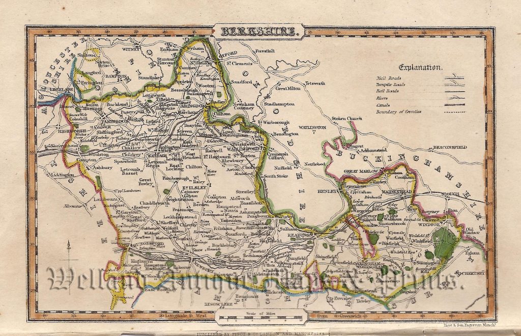 'AN ACCURATE MAP of BERKSHIRE Divided into its HUNDREDS: By G. Rollos ...