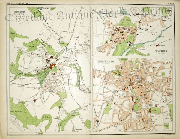 'BUXTON'. 'WARWICK', 'CHELTENHAM' by John Bartholomew c.1898 - Welland ...