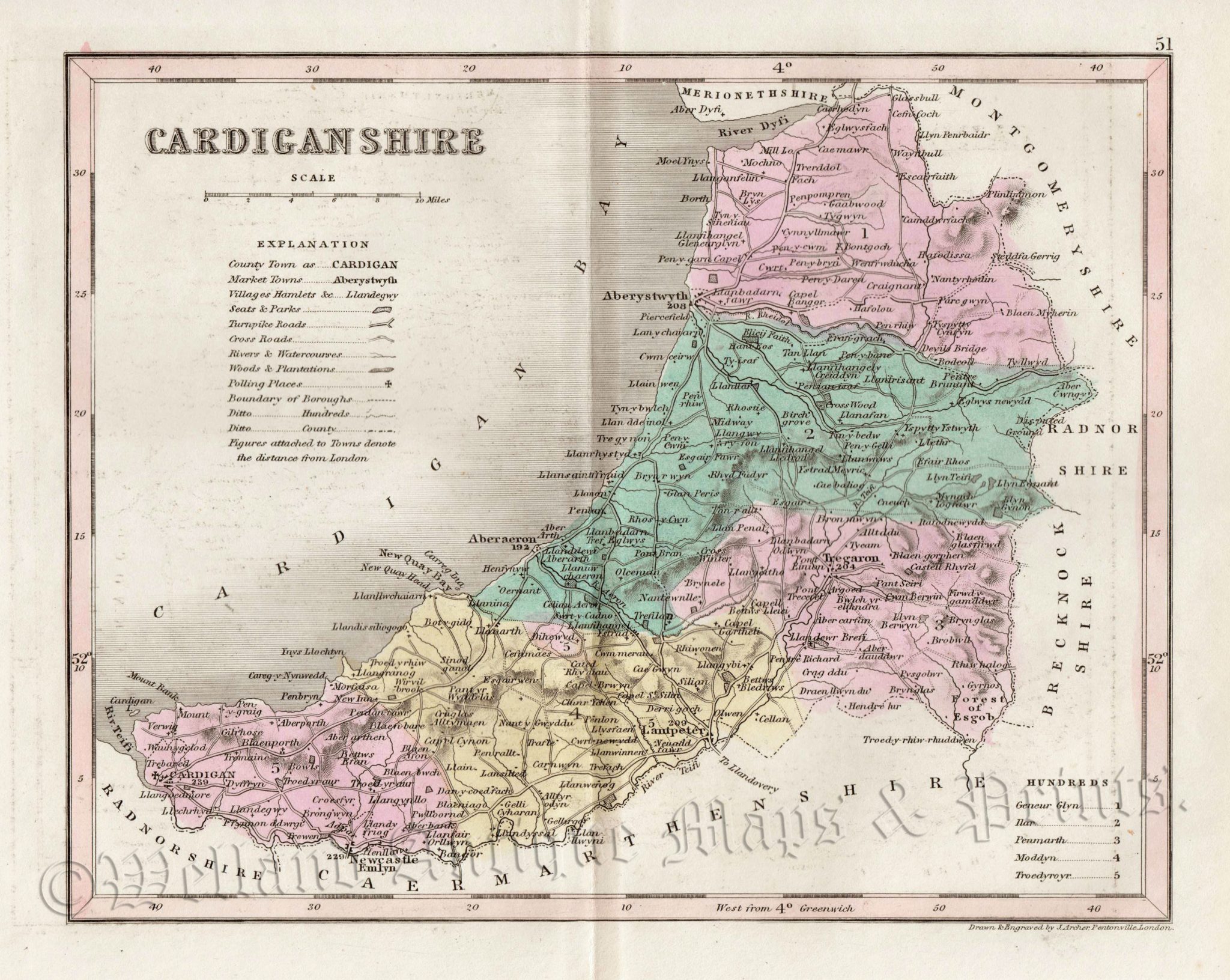 Cardigan / Ceredigion Maps Archives - Welland Antique Maps