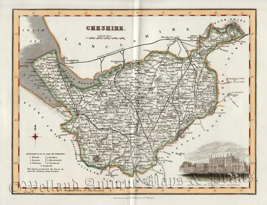 'CESTRIAE [Cheshire] Comitatus...' (on good paper) by Saxton / Hole c ...