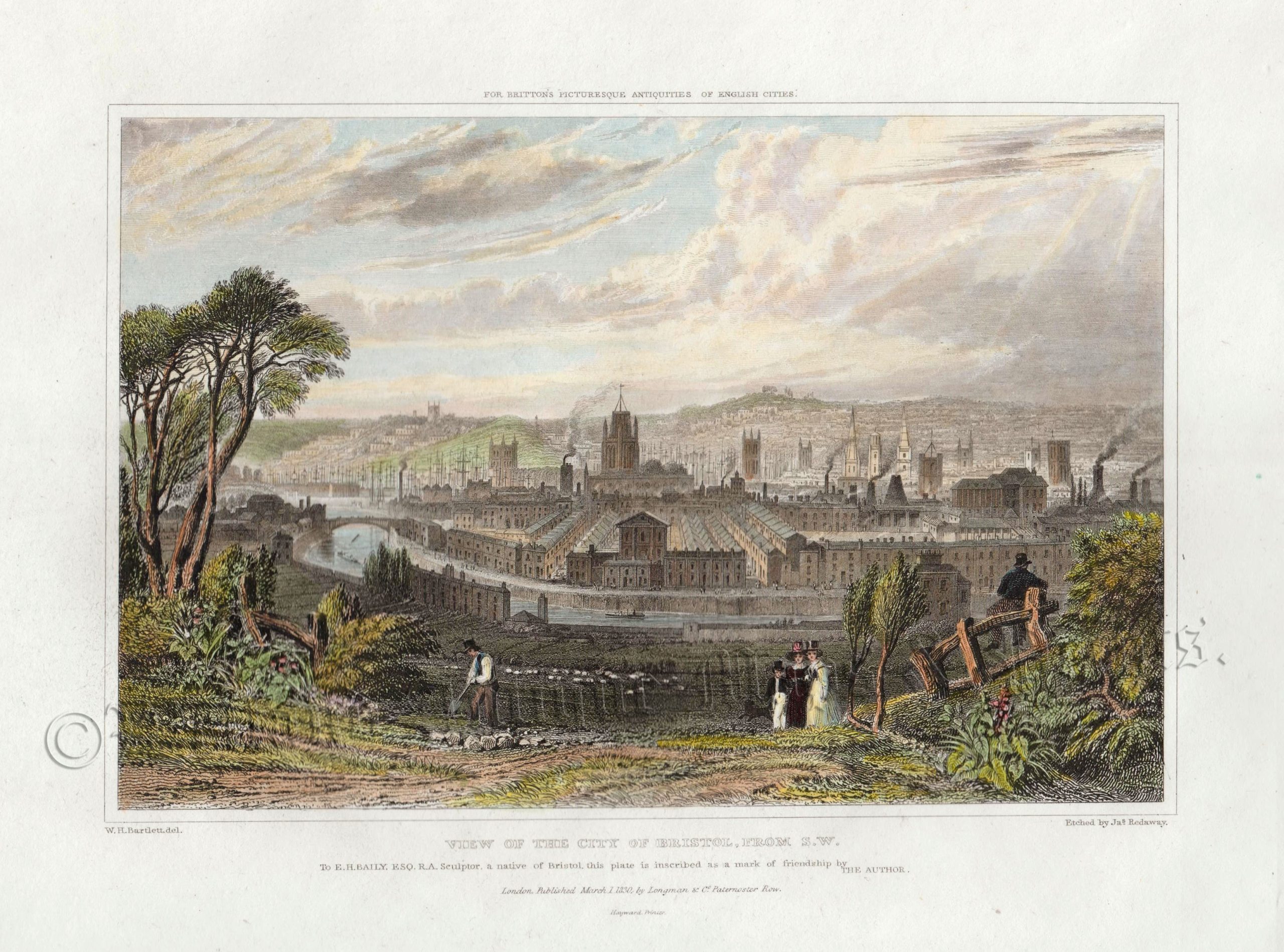 'VIEW OF THE CITY OF BRISTOL, FROM S. W.' by W. H. Bartlett / J ...