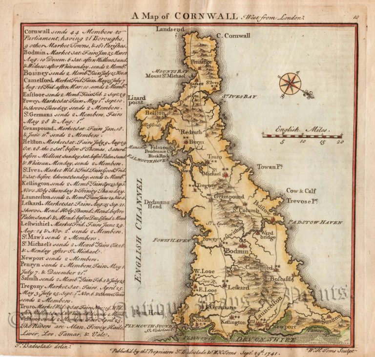 Cornwall Maps Archives - Welland Antique Maps