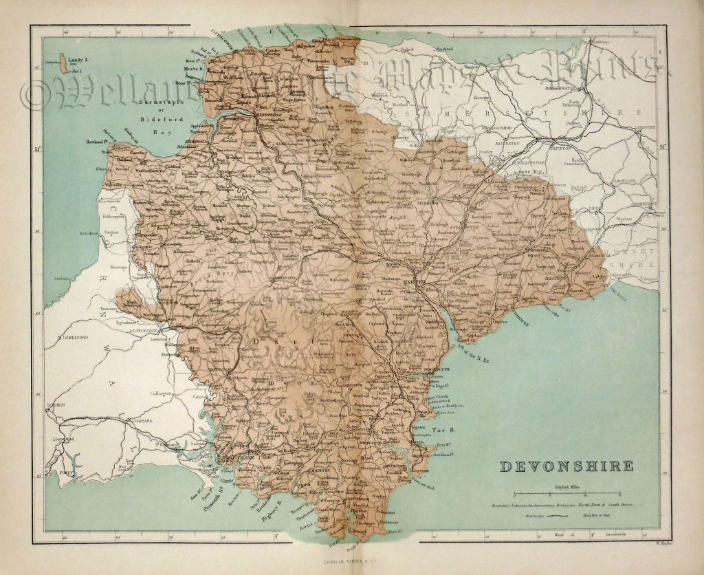 'DEVONSHIRE' (Hobson Fox Hunting Map) By J. & C. Walker c.1850 ...
