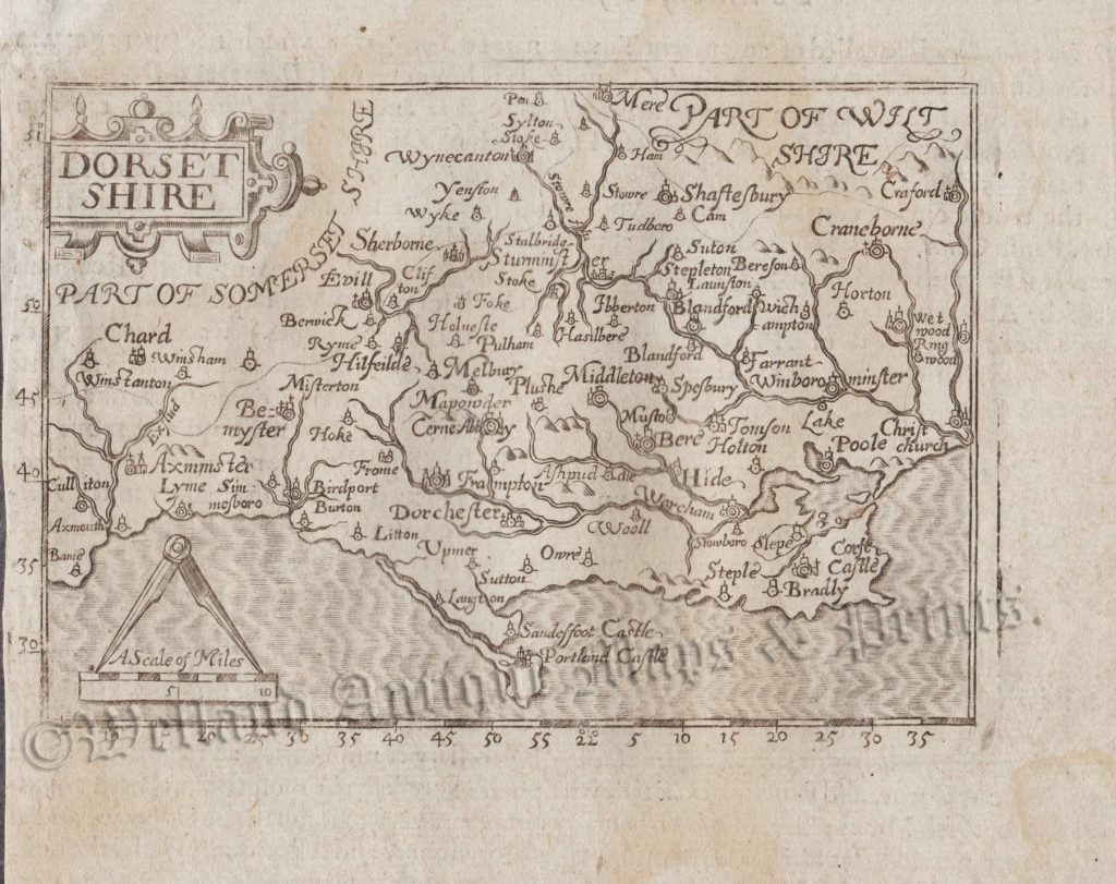 'DorcetShire' (Dorset) by Pieter Van Den Keere c.1646 - Welland Antique ...