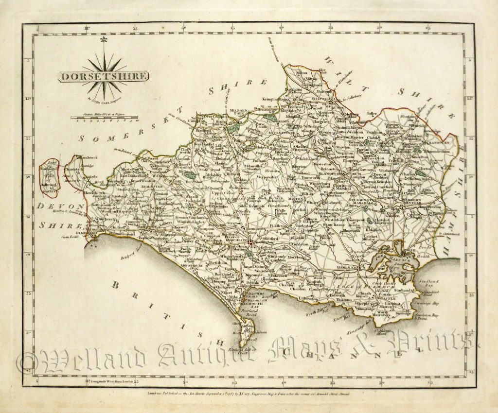 'DORSET SHIRE By Rob: Morden' c.1722 - Welland Antique Maps