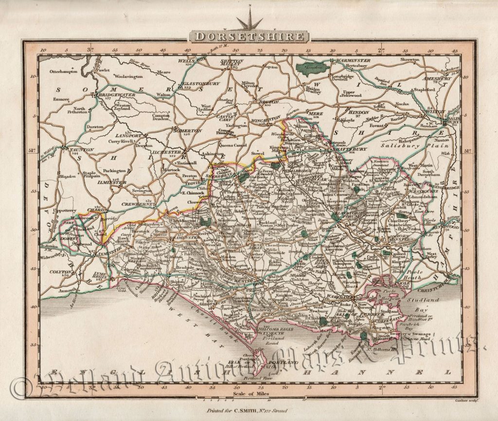'DORSETSHIRE' by Leigh / Hall c.1835 - Welland Antique Maps
