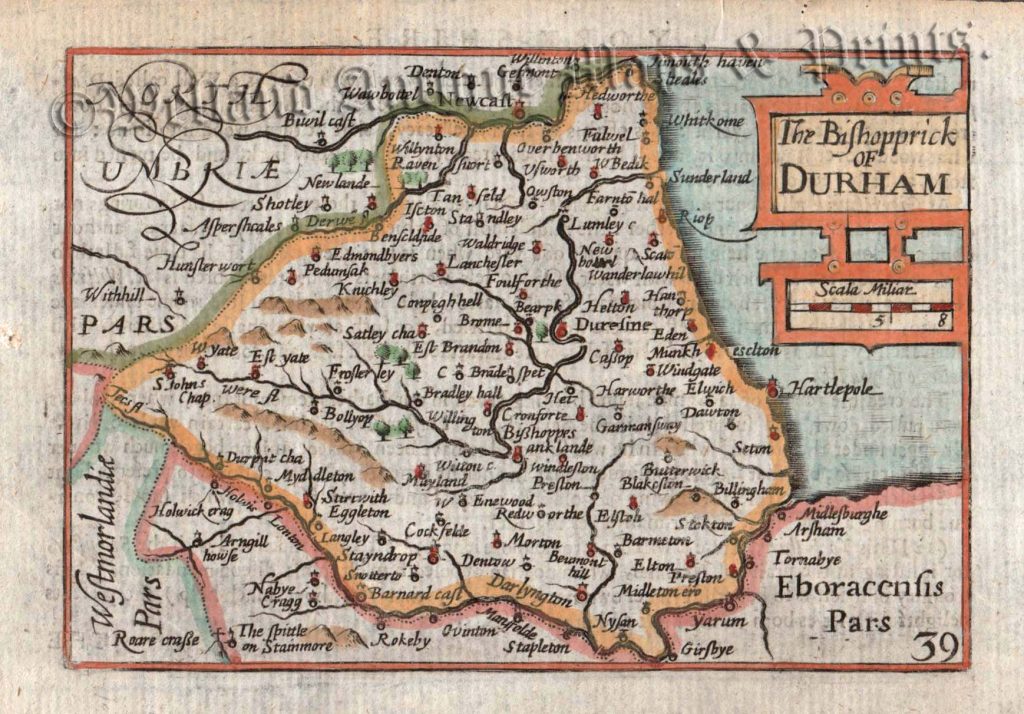 ‘DURHAM By JOHN CARY Engraver’ c.1787 (New & Correct English Atlas ...