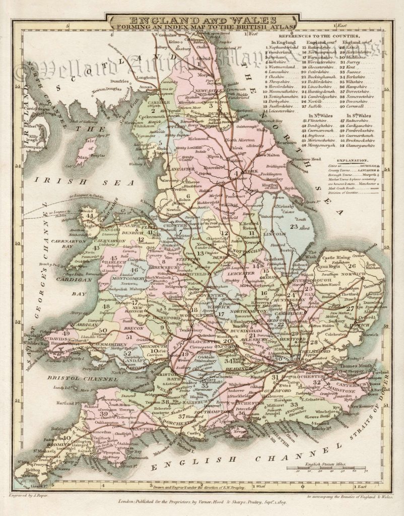 'Map of ENGLAND & WALES Divided into Counties showing the Principal ...