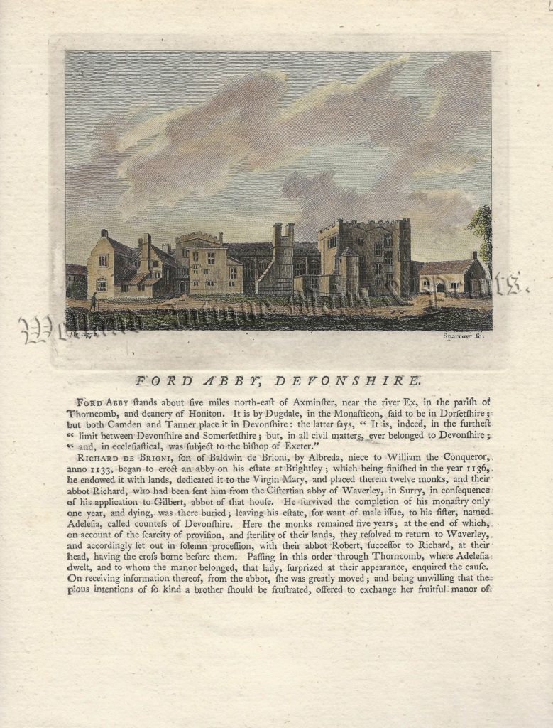 'FORD ABBEY. Devonshire.' (Forde Abbey, Dorset) by F. Nash / J. Storer ...