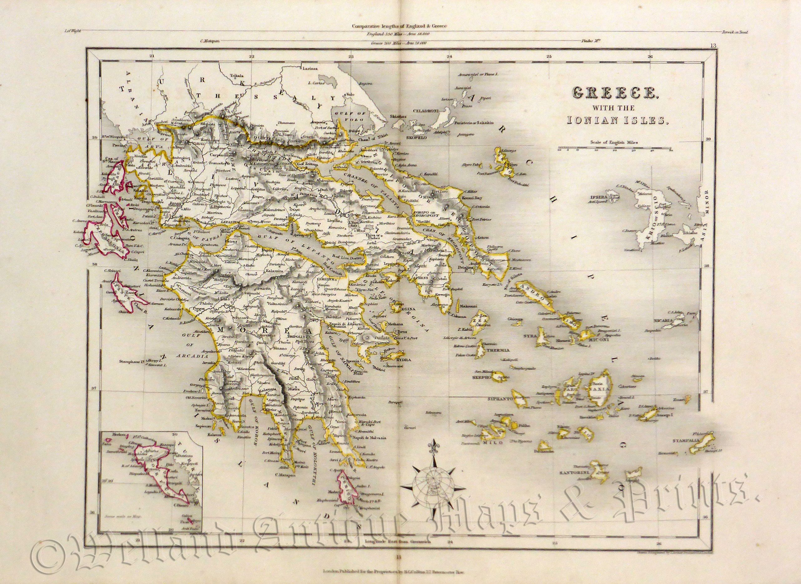 'GREECE, WITH THE IONIAN ISLES.' by J. Archer / H. G. Collins c.1860 ...