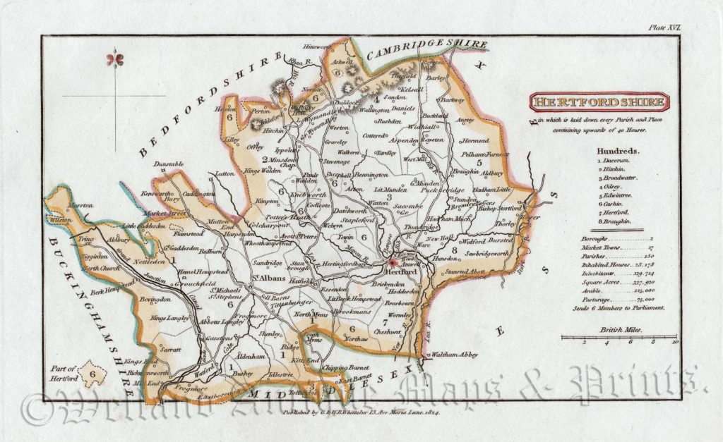'A Map of HERTFORDSHIRE from the Best Authorities' by J. Cary /J ...