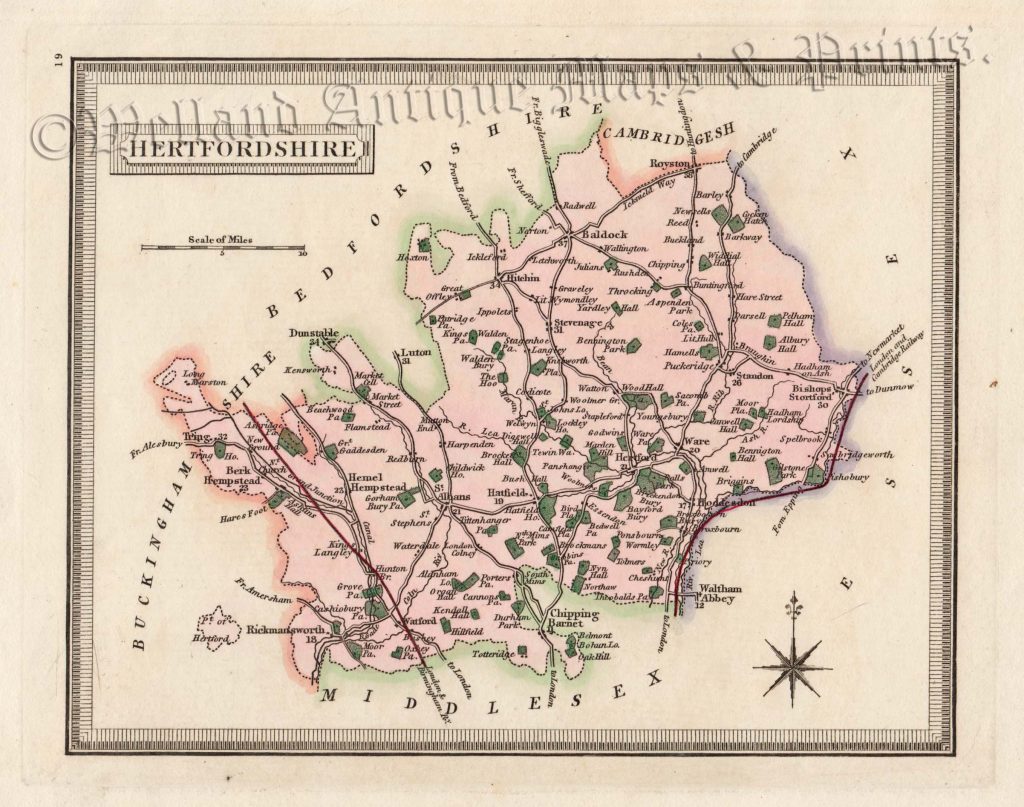'HERTFORDSHIRE.' by Pigot & co. c.1840 - Welland Antique Maps