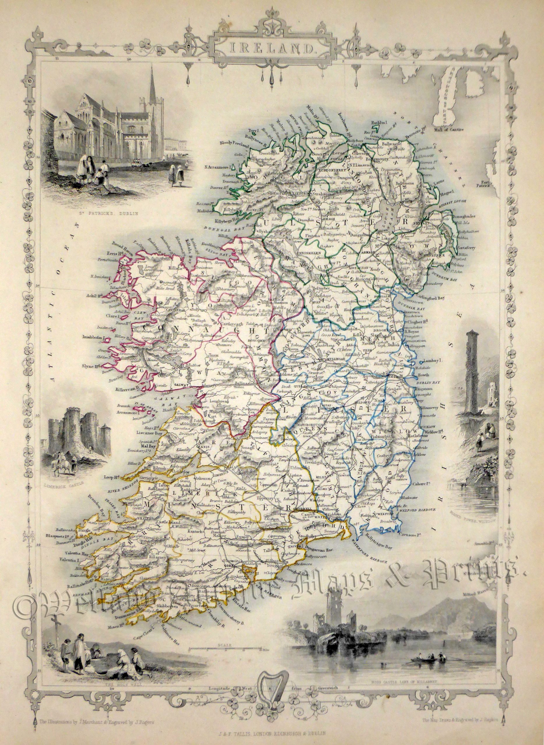 ‘IRELAND.’ (with rare text) by John Tallis / John Rapkin c.1851 ...