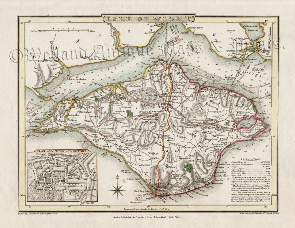 ‘A New MAP of the ISLE of WIGHT, Drawn from the best Authorities’ by ...
