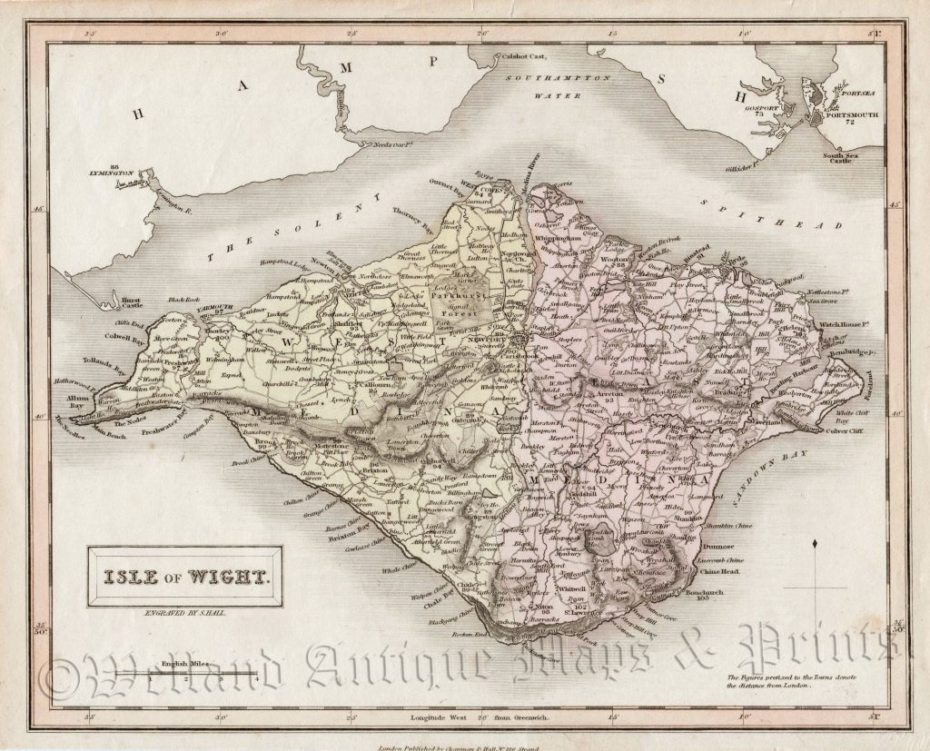 ‘ISLE OF WIGHT’ by Thomas Moule c.1840s – Welland Antique Maps