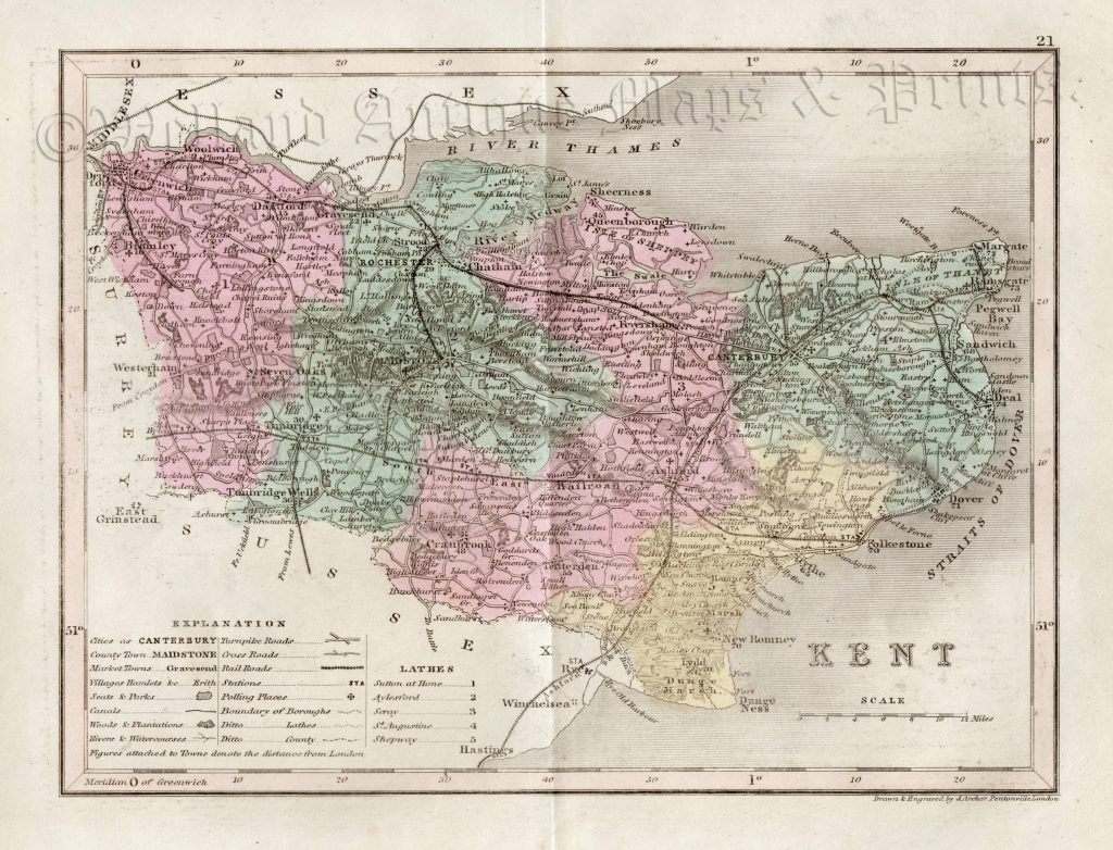 'KENT' by Robert Morden c.1722 - Welland Antique Maps