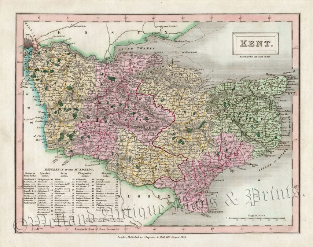 'KENT' by Thomas Moule c.1840s - Welland Antique Maps
