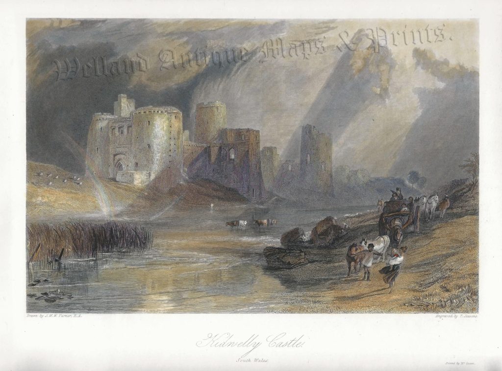 'KIDWELLY CASTLE, Caermarthenshire.' by J. P. Neale /Woolnoth c.1813 ...