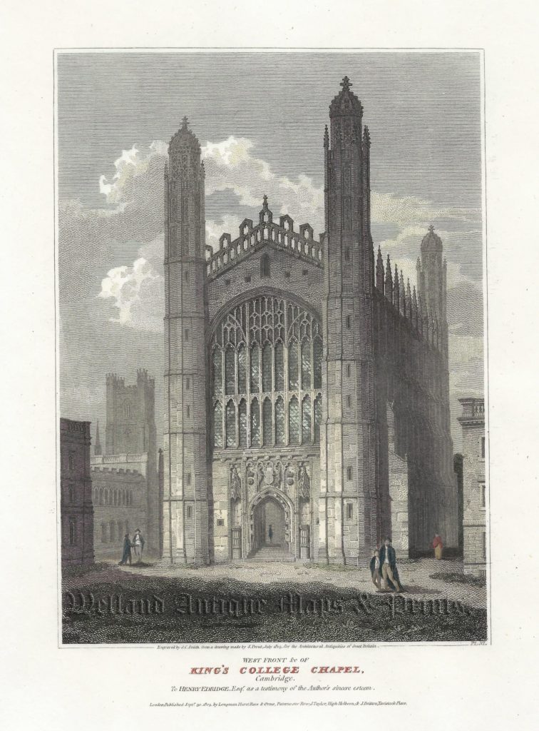 ‘EXTERIOR OF KINGS COLLEGE CHAPEL.’ by F. Mackenzie / J. Le Keux c ...