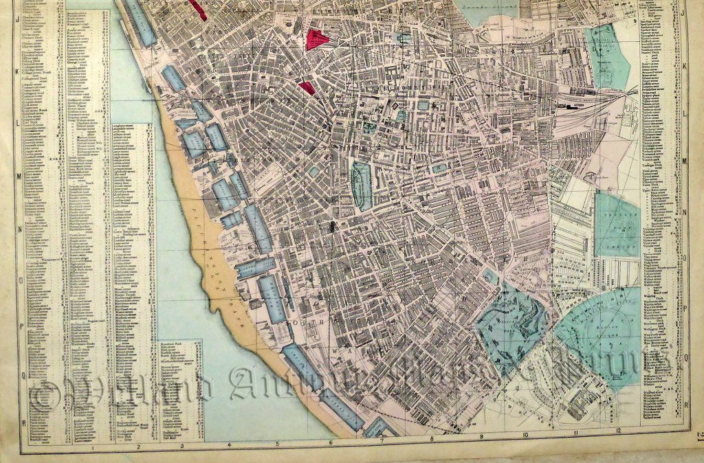 'PLAN OF LIVERPOOL' by G. W. Bacon c.1883 (backed on linen) - Welland ...
