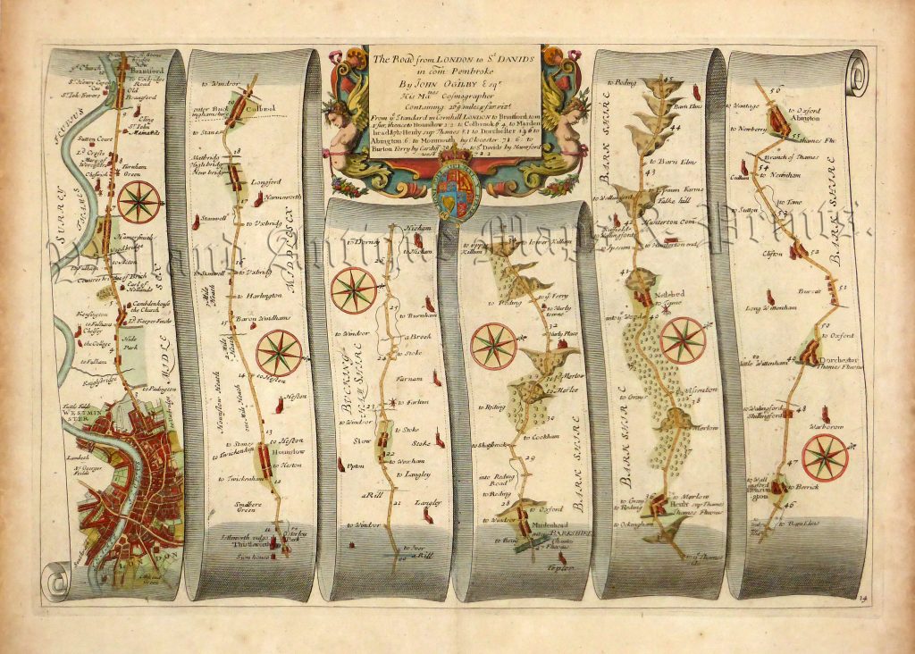 Ogilby Road Strip Maps Archives - Welland Antique Maps