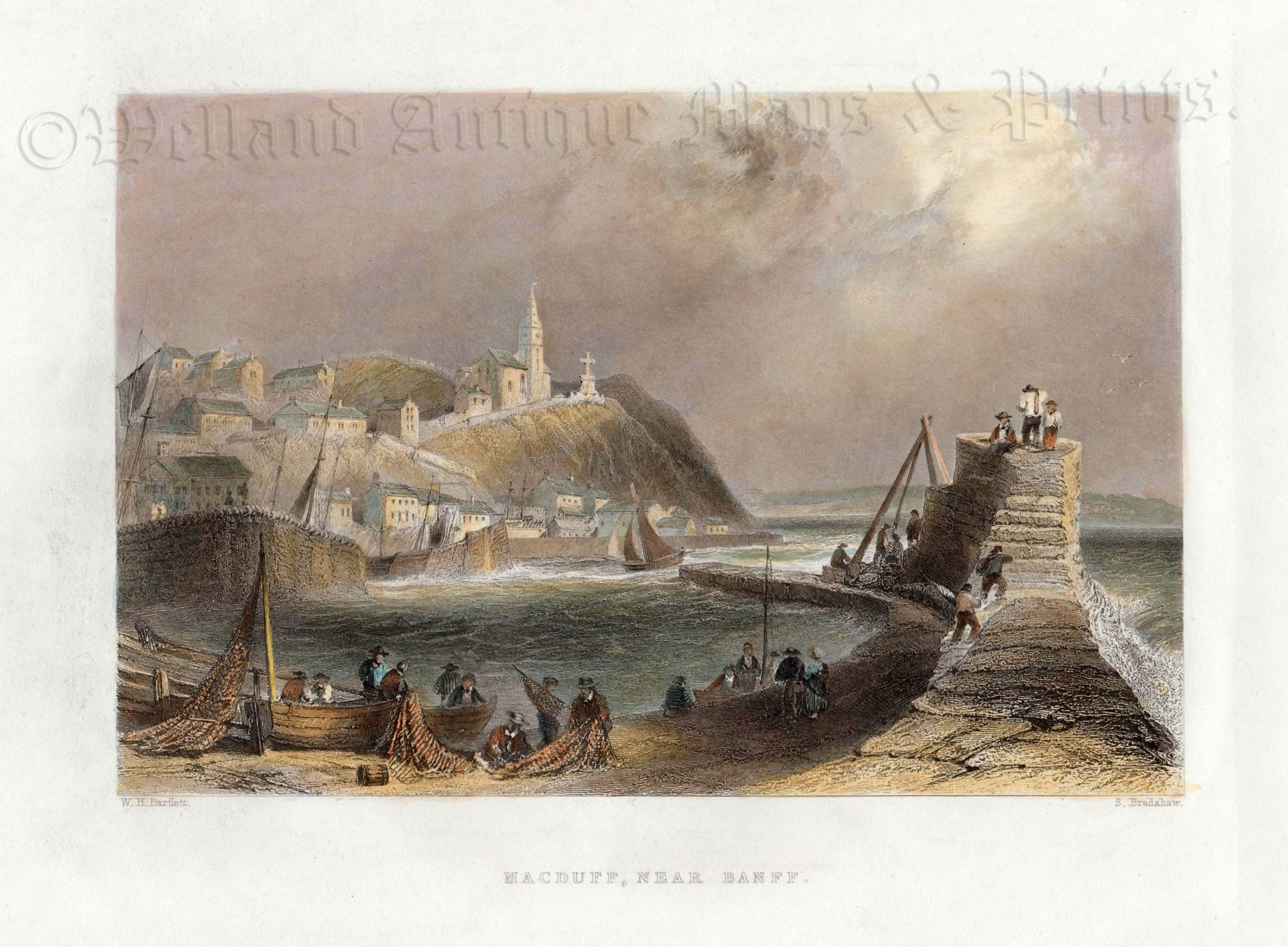 'MACDUFF, NEAR BANFF.' by W. H. Bartlett / S. Bradshaw c.1840 - Welland ...