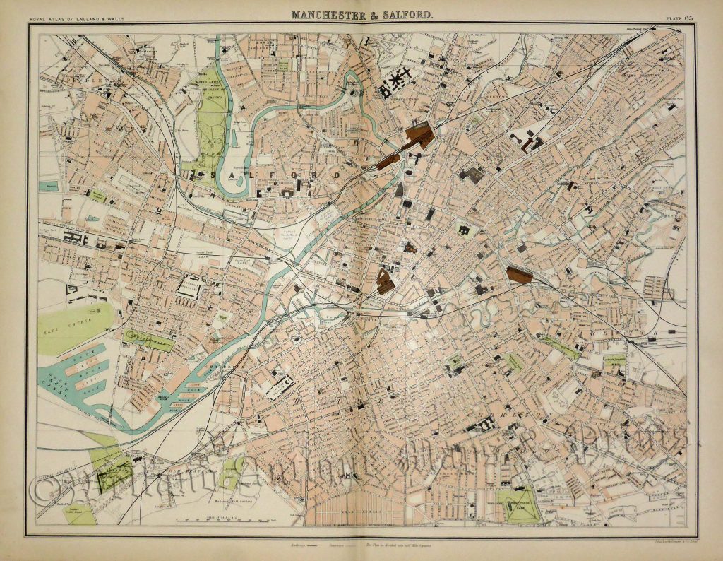 ''PLAN OF MANCHESTER' by G. W. Bacon c.1895 - Welland Antique Maps