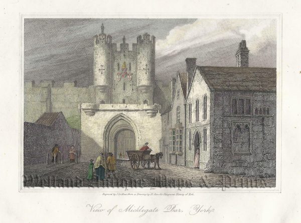'View of Micklegate Bar York' by H. Cave / J. Le Keux c.1818 - Welland ...