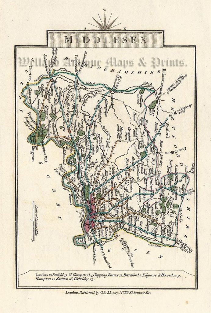 'A New MAP of MIDDLESEX Drawn from the best Authorities:' (ex 'England ...
