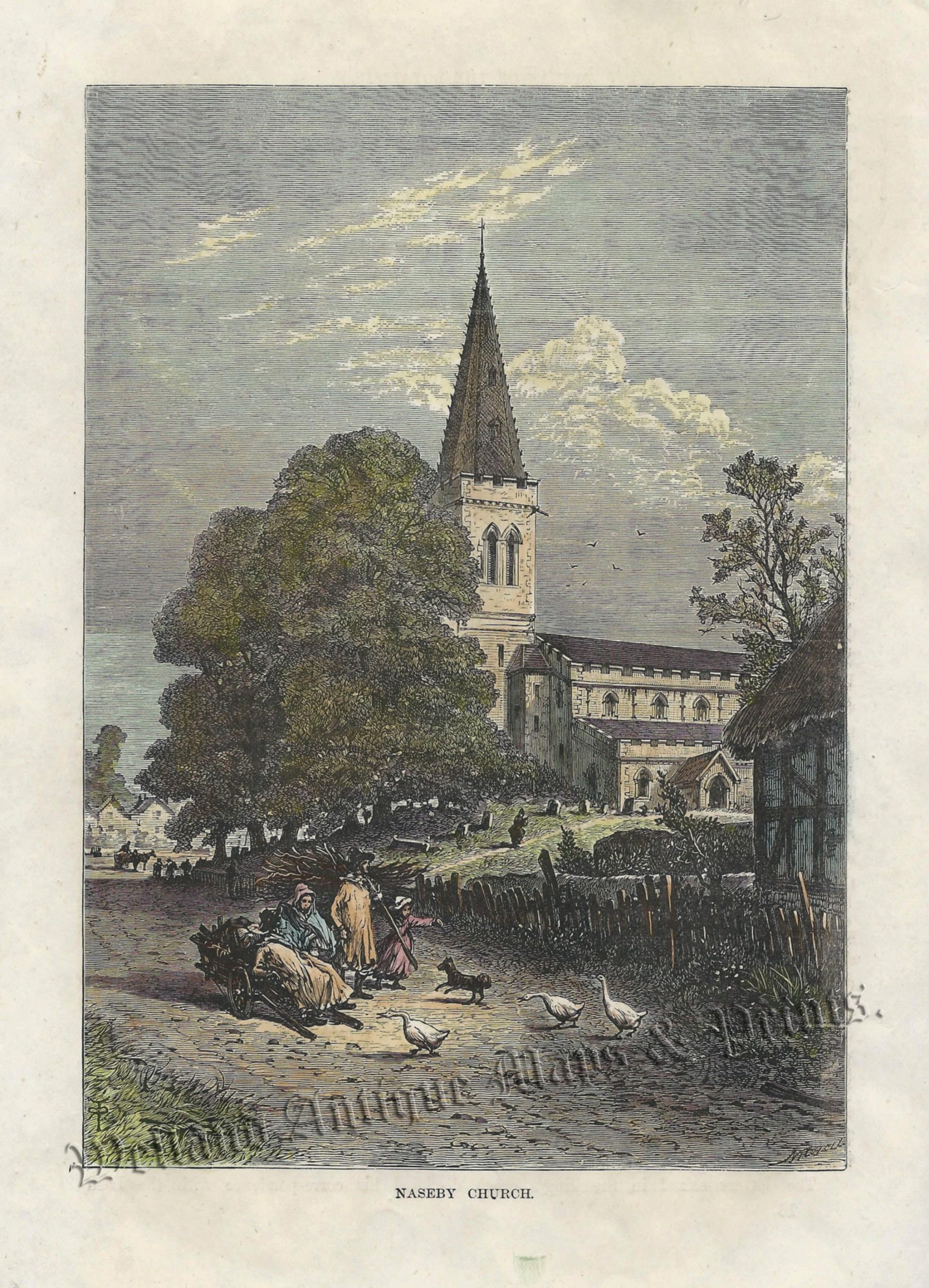 'NASEBY CHURCH.' by Nicholl ('Our Own Country') c.1890 - Welland ...