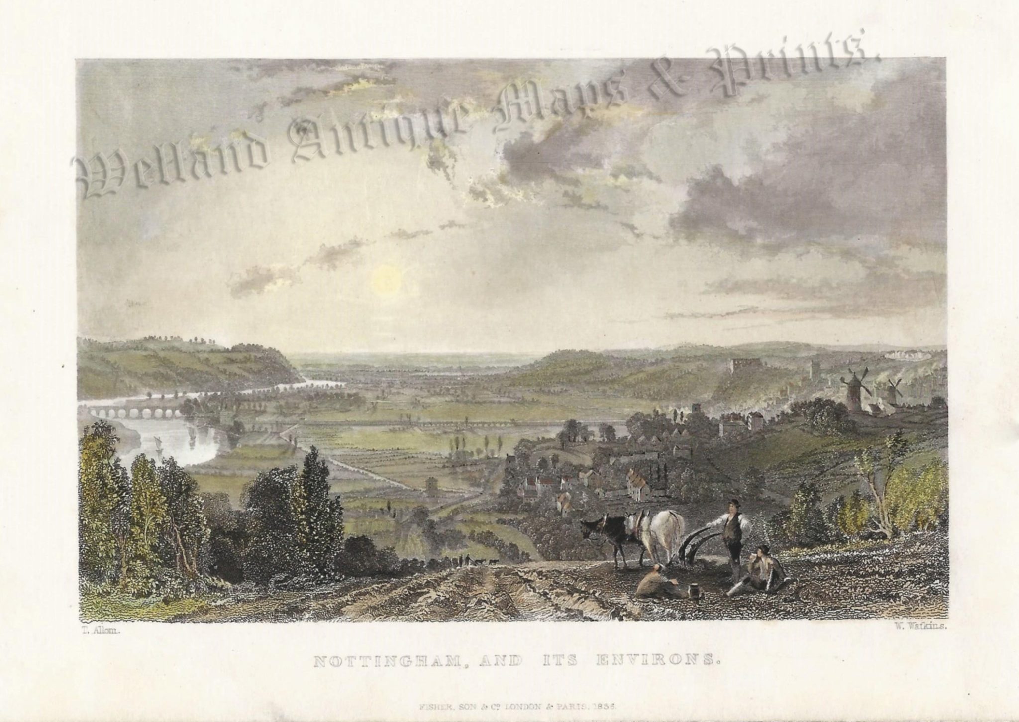 'NOTTINGHAM CASTLE' by Charles Wilkinson c.1895 - Welland Antique Maps