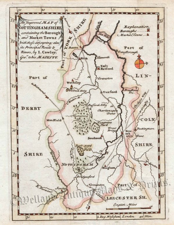 'An Improved MAP of NOTTINGHAM-SHIRE' by John Cowley c.1743/45 ...