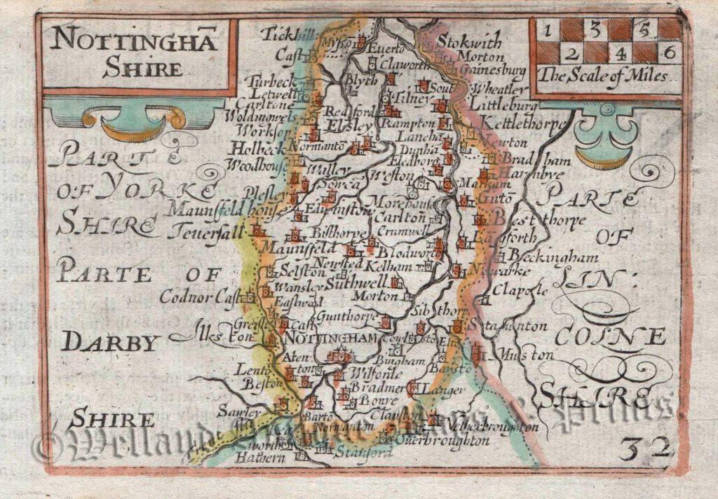'NOTTINGHAMSHIRE' by J. Archer c.1860 - Welland Antique Maps