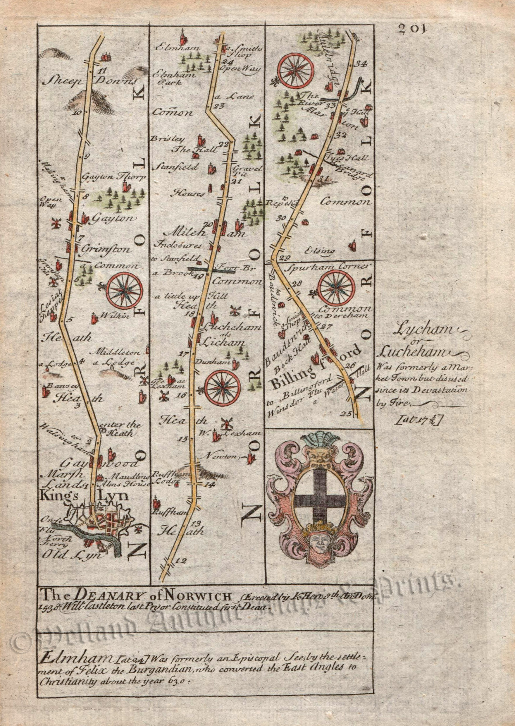 Page 201 & 202: The Road from KING'S LYNN to YARMOUTH via NORWICH ...
