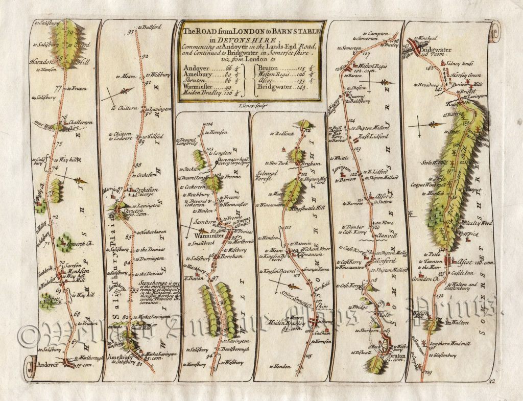 Plate 25: The Road from LONDON to Andover (via Basingstoke) by Thomas ...