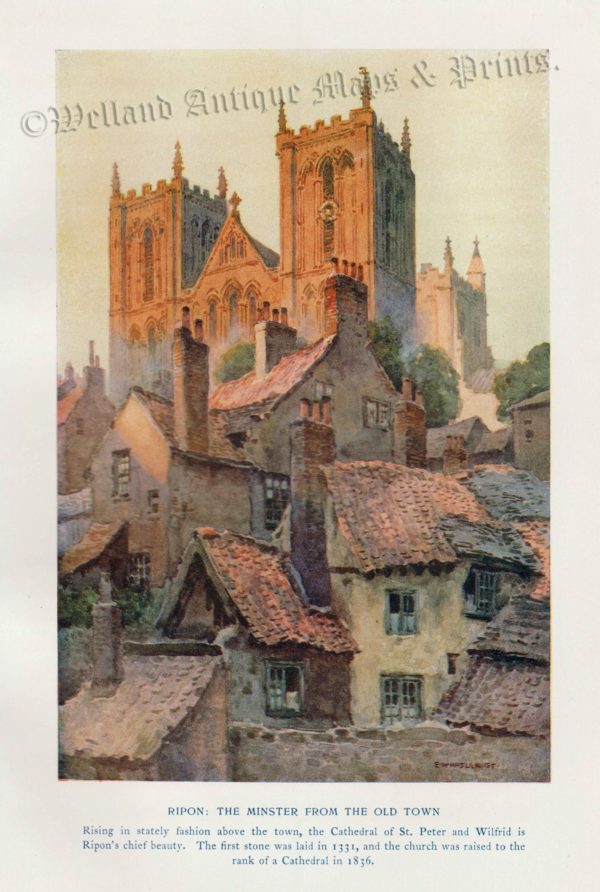 'RIPON: THE MINSTER FROM THE OLD TOWN' by E. W. Haslehust c.1920-1940s ...
