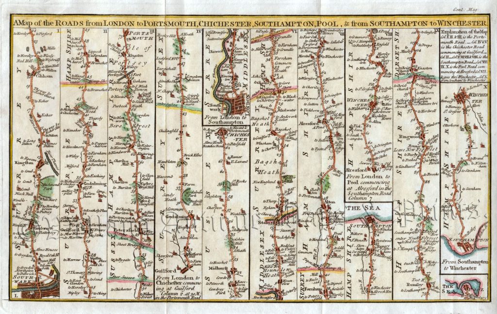 'A MAP of the ROADS from LONDON to BARNARD - CASTLE, DERBY, NOTTINGHAM ...
