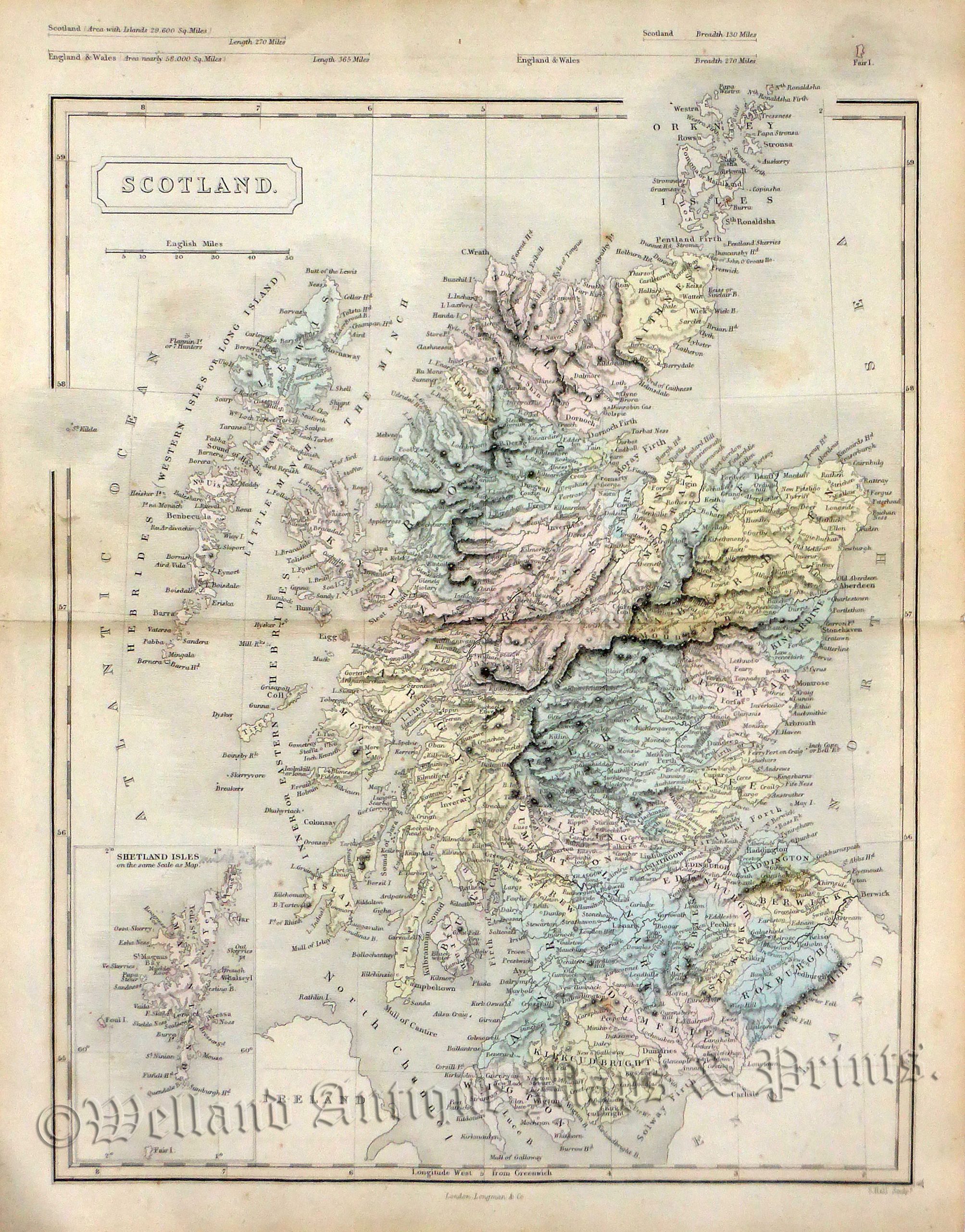 'SCOTLAND.' by Sydney Hall / S. Butler c.1863 - Welland Antique Maps