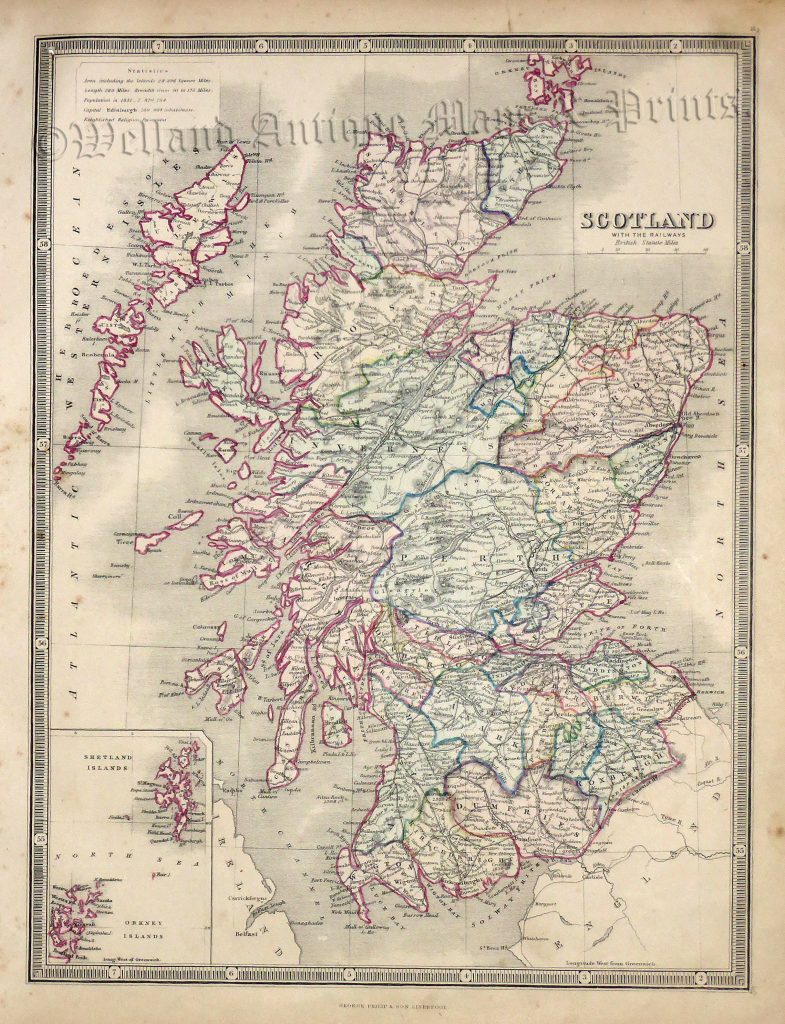 'SCOTLAND.' by John Dower c.1850 - Welland Antique Maps
