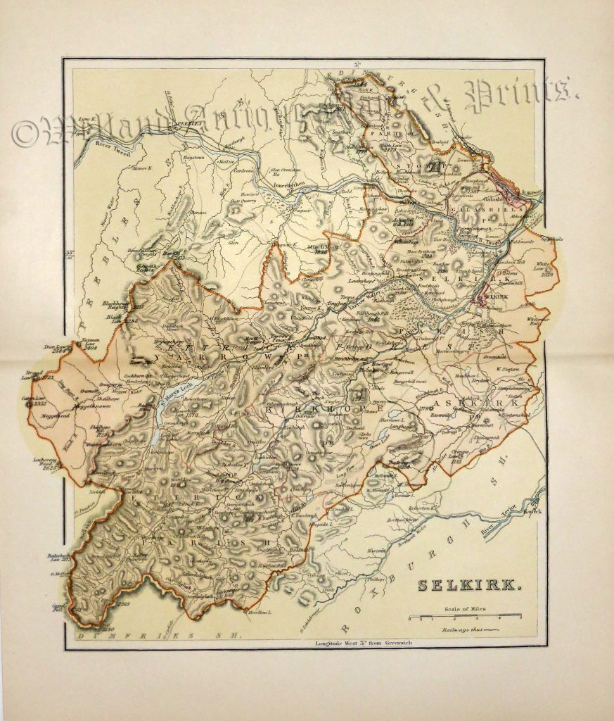 SELKIRK SHIRE.’ by W. H. Lizars c.1884 - Welland Antique Maps