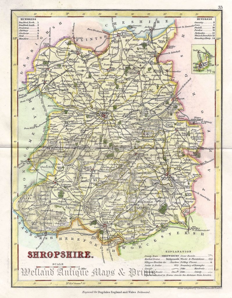 'LANGLEY'S new MAP of SHROPSHIRE' by Langley & Belch c.1817 - Welland ...