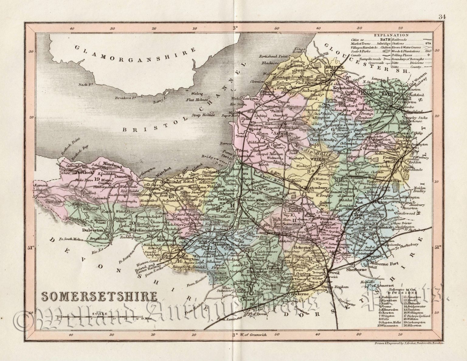 ‘Somerset’ by J. Van Langeren / T. Jenner c.1643 (‘Civil War Map ...
