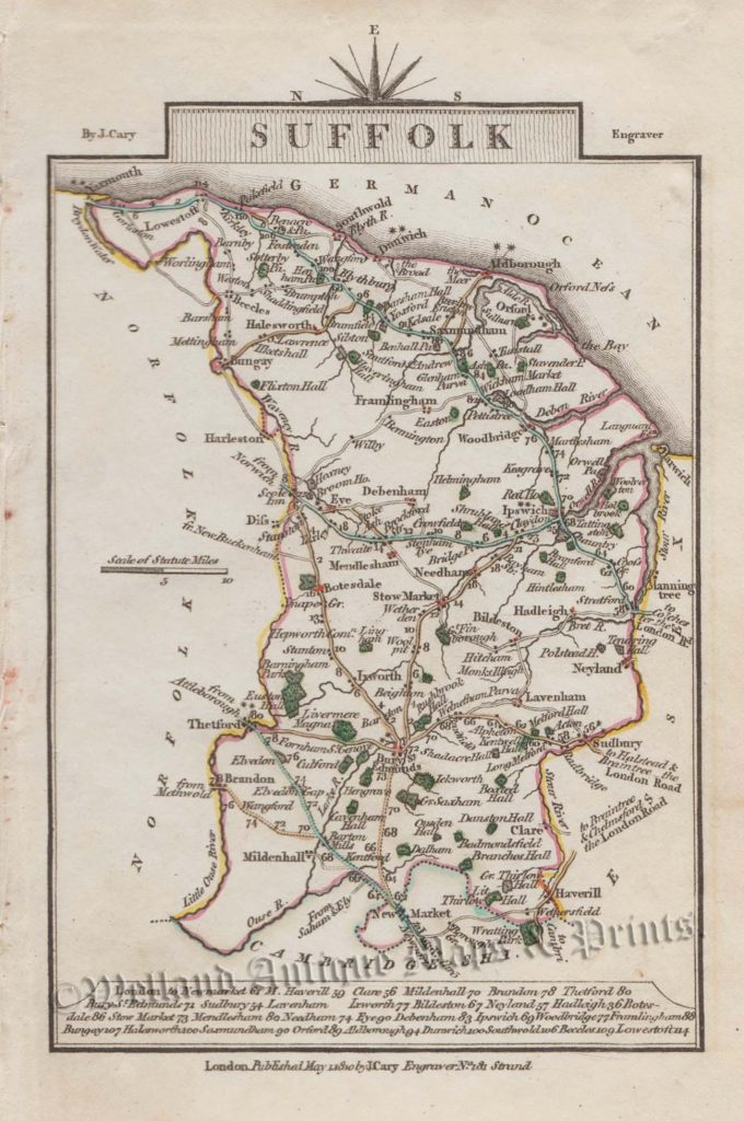 ‘SUFFOLK Divided into HUNDREDS, …’ by E. & T. Bowen c.1777 – Welland ...