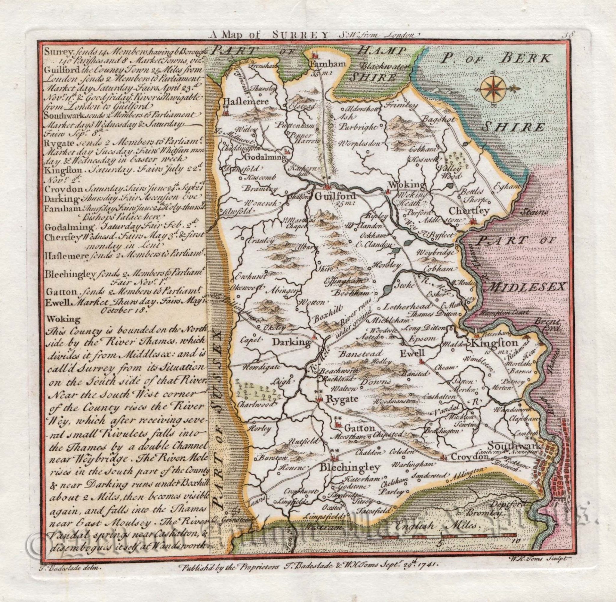 Surrey Maps Archives - Welland Antique Maps