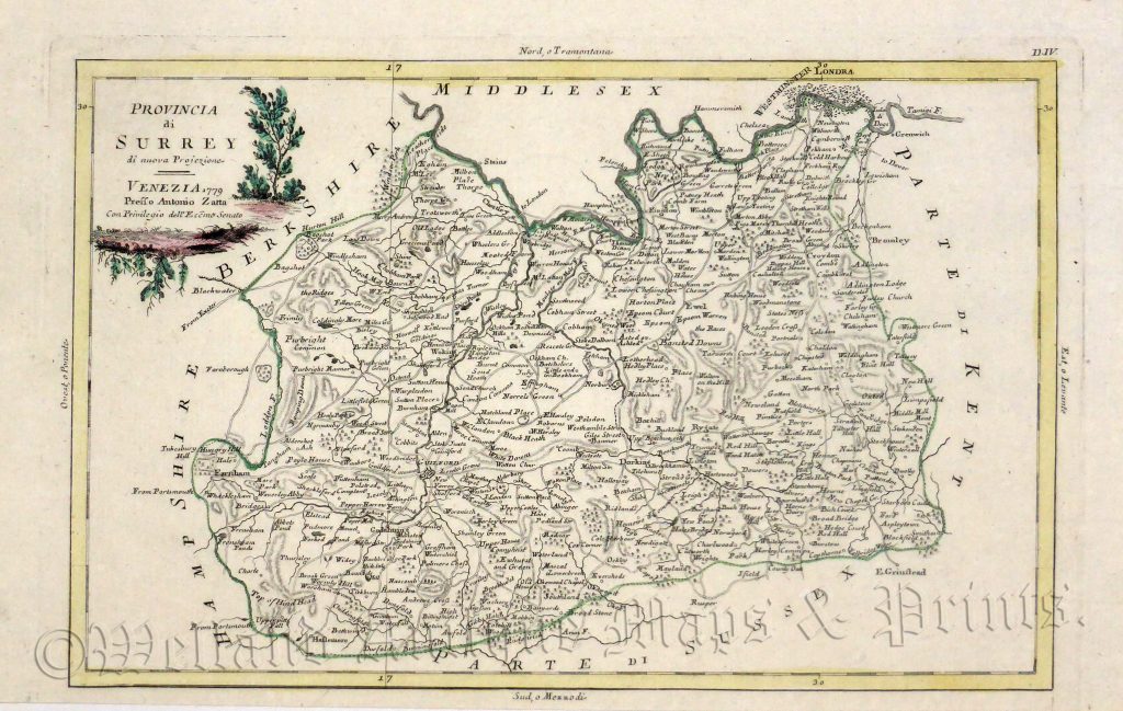 Surrey Maps Archives - Welland Antique Maps