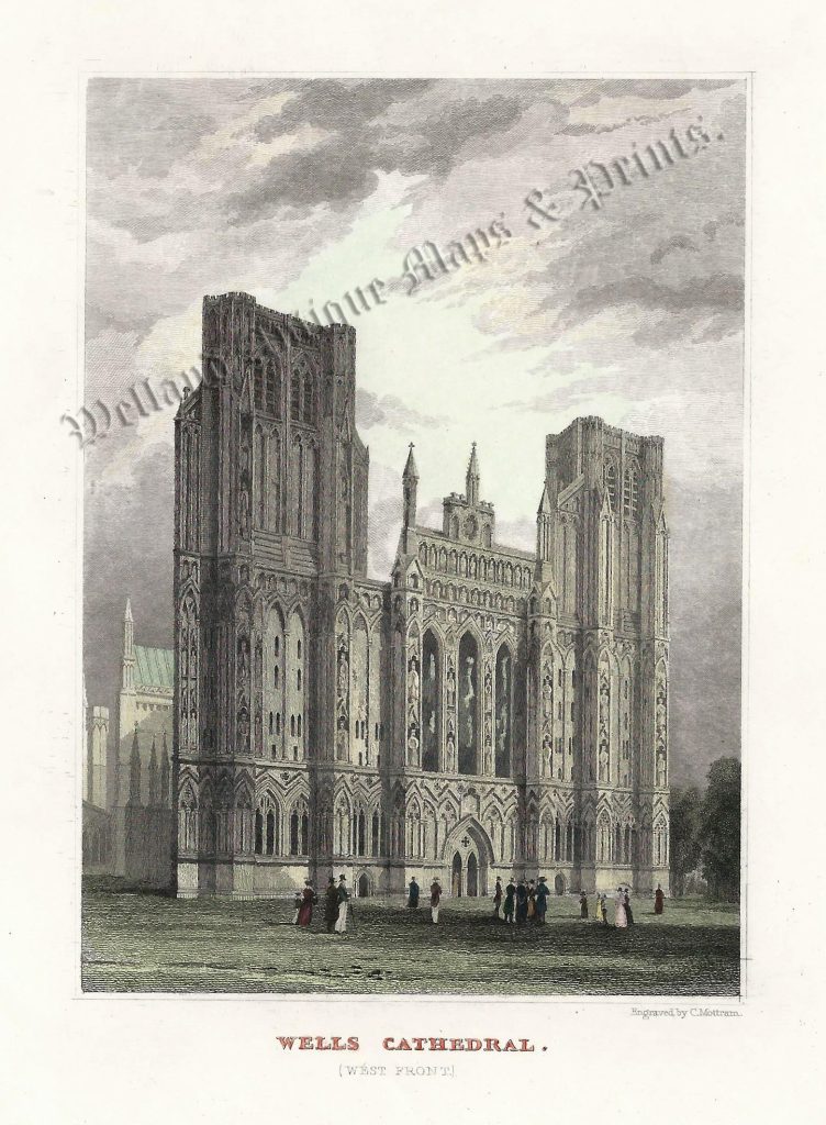 'PENNILESS GATE, WELLS' by E. W. Haslehust c.1940 - Welland Antique Maps