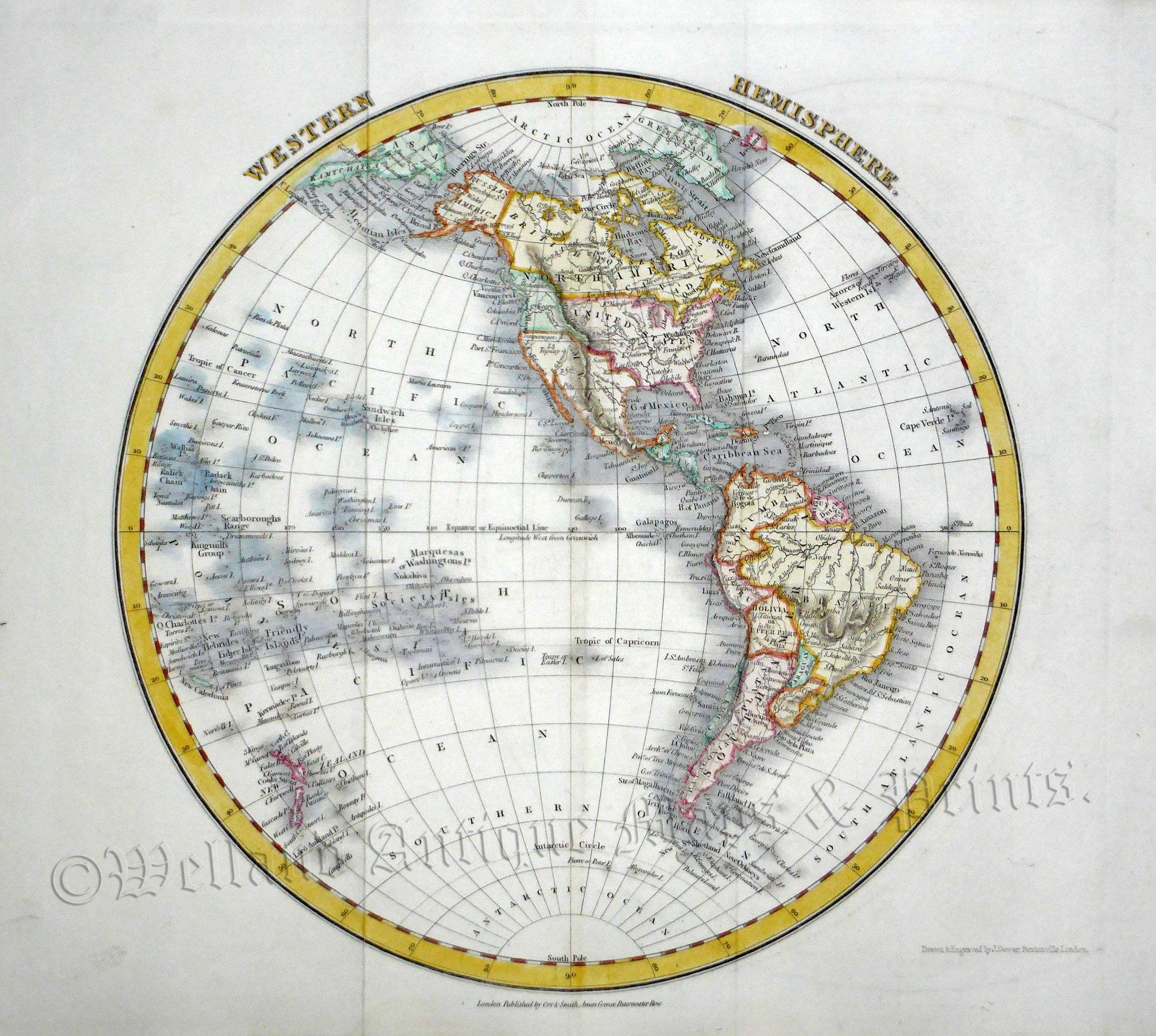 'WESTERN HEMISPHERE.' by John Pinkerton c.1813 / 1815 - Welland Antique ...