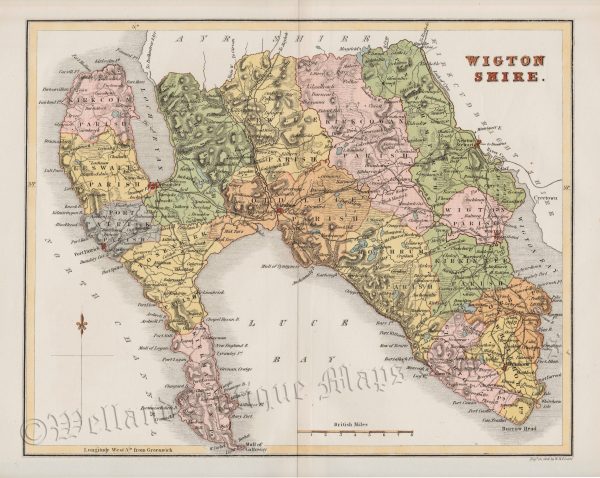 'WIGTON [Wigtown] SHIRE.' by W. H. Lizars c.1885 - Welland Antique Maps
