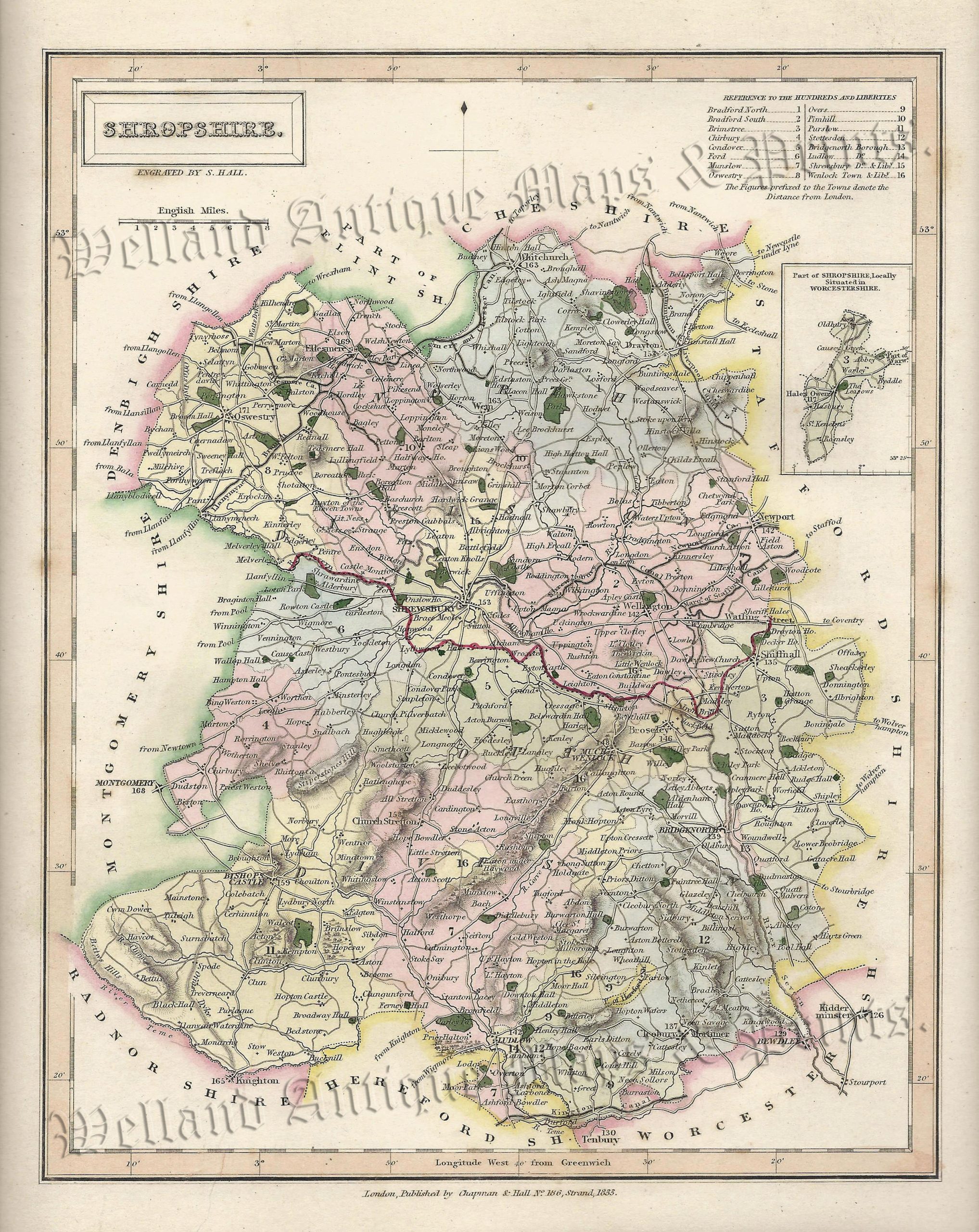 ‘SHROPSHIRE’ by Thomas Moule c.1840s – Welland Antique Maps